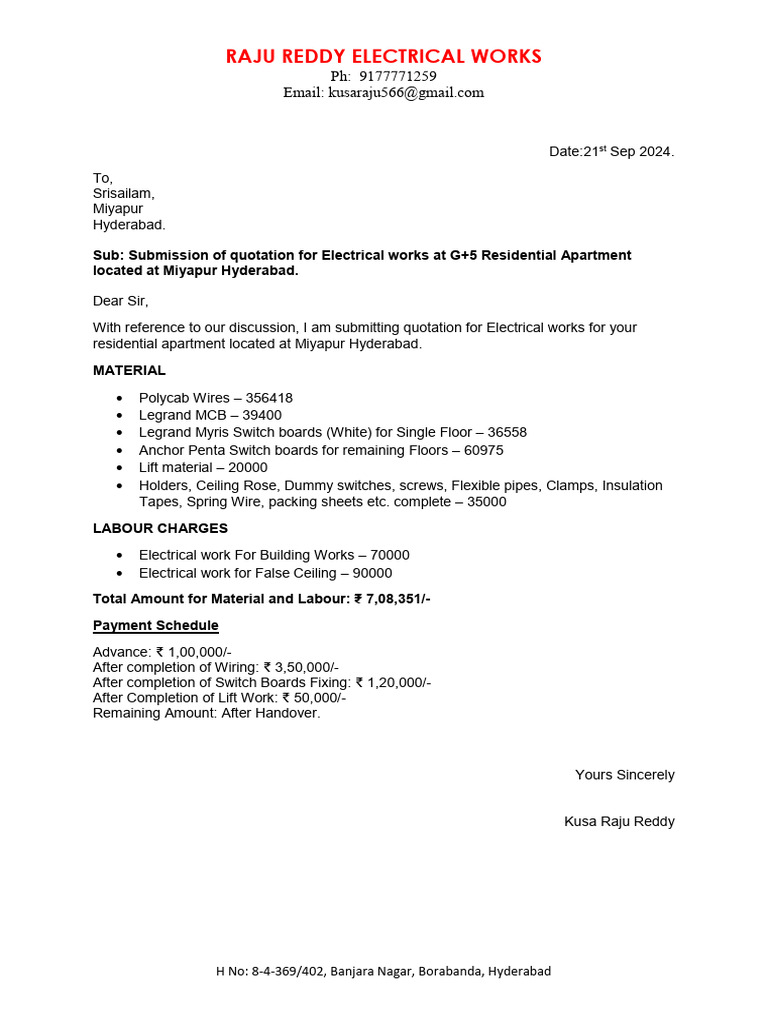 ELectrical Quotation | PDF