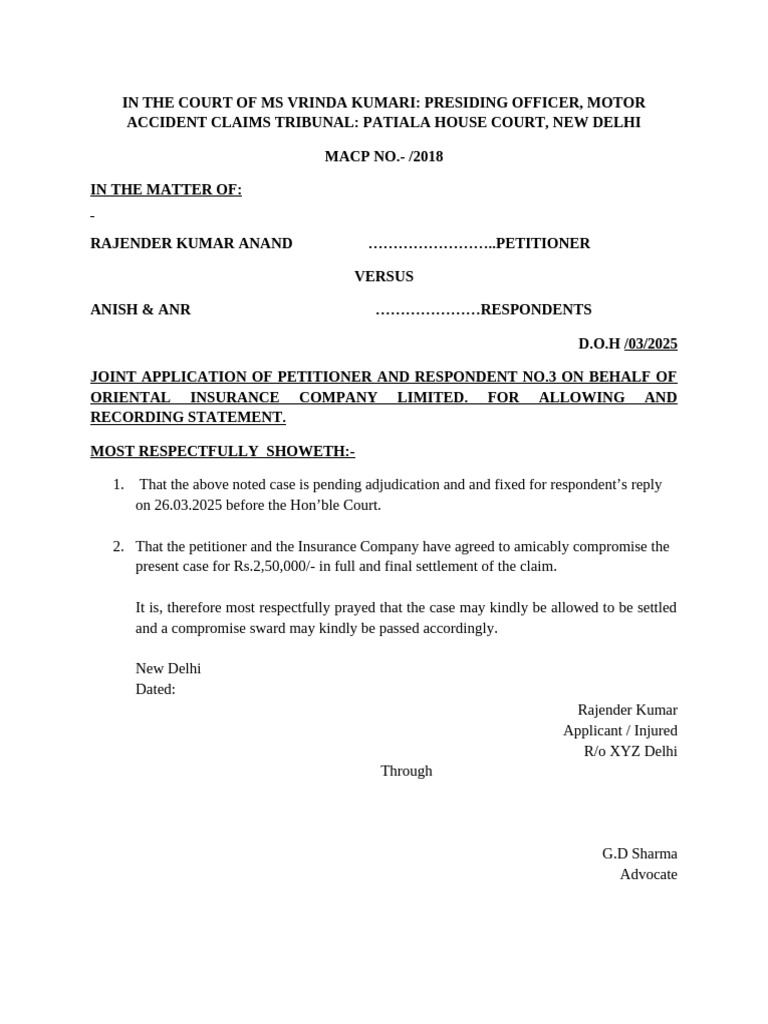 Joint Application for Settlement | PDF