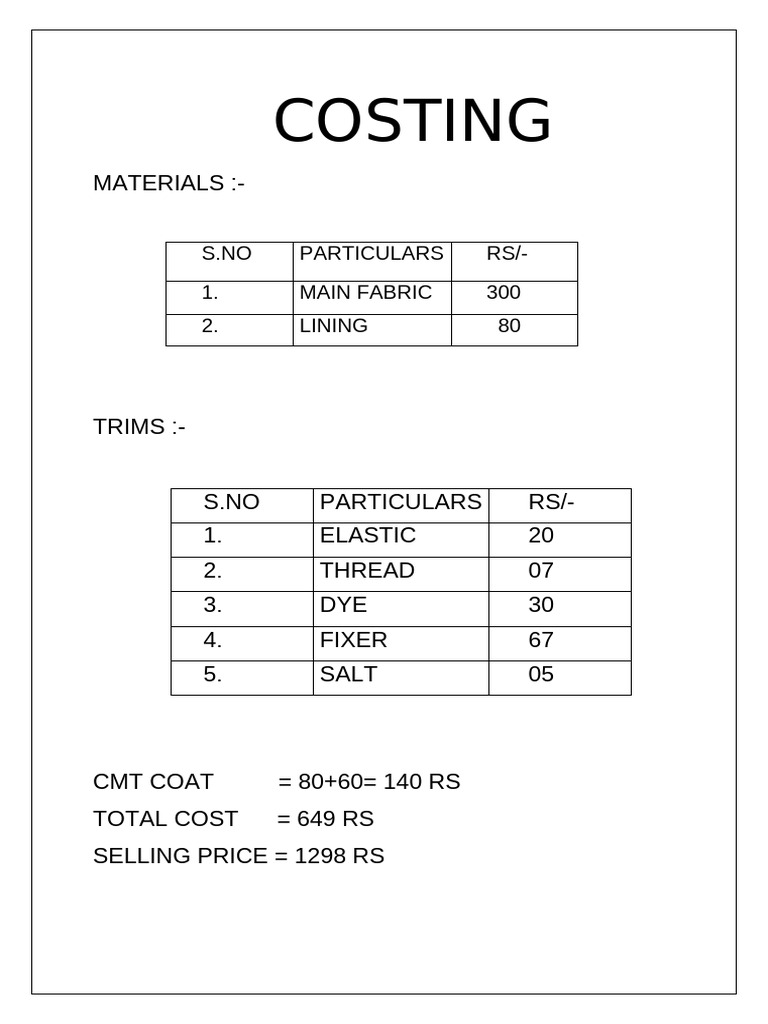 Costing | PDF