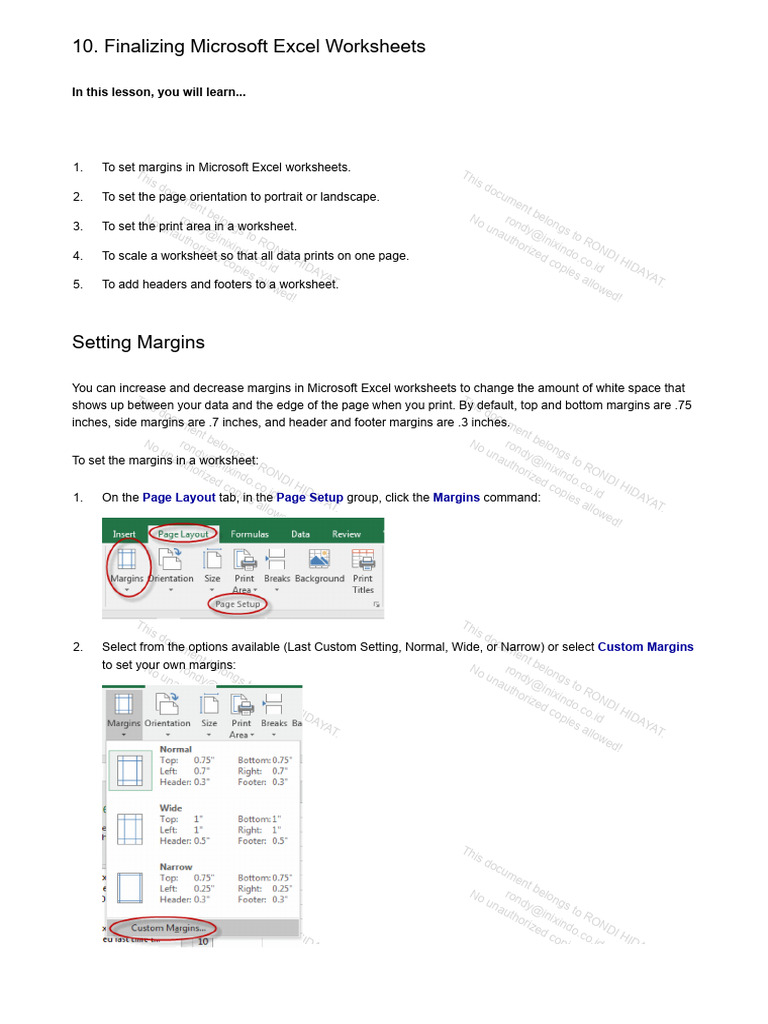 Finalizing Microsoft Excel Worksheets | PDF | Microsoft Windows | Software