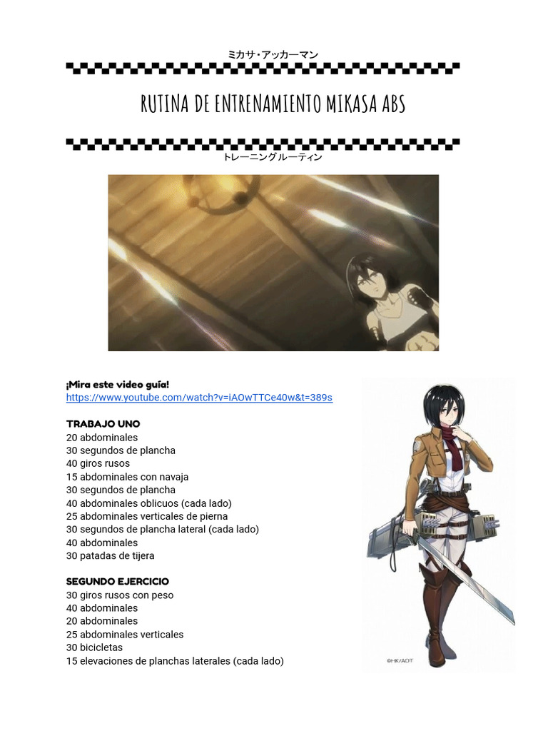Rutina de Entrenamiento - Mikasa ABS | PDF | Entrenamiento con pesas ...