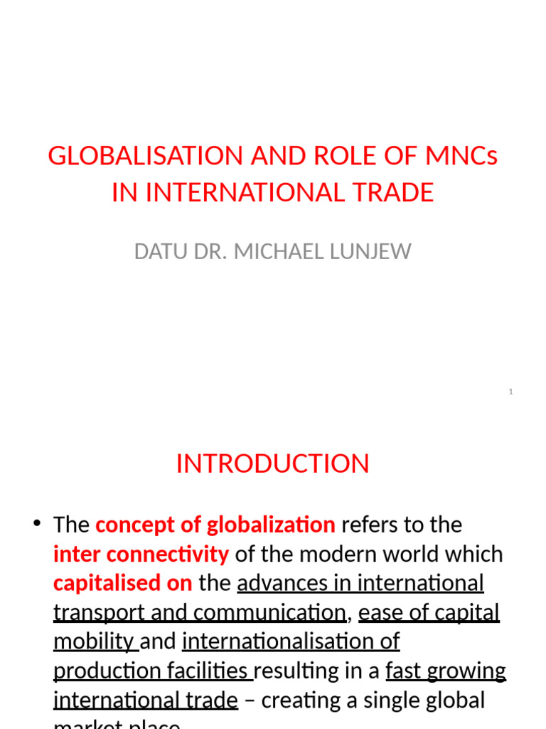 Globalization's Impact on MNCs and Trade | PDF | Globalization | Employment