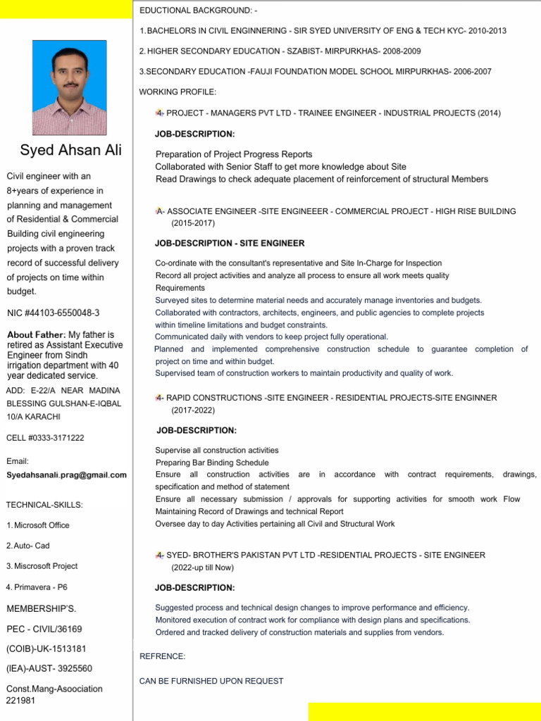 Ahsan cv | PDF | Engineering | Business