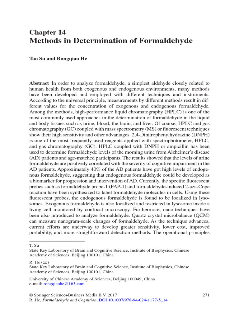 Su 2017 | PDF | Formaldehyde | High Performance Liquid Chromatography