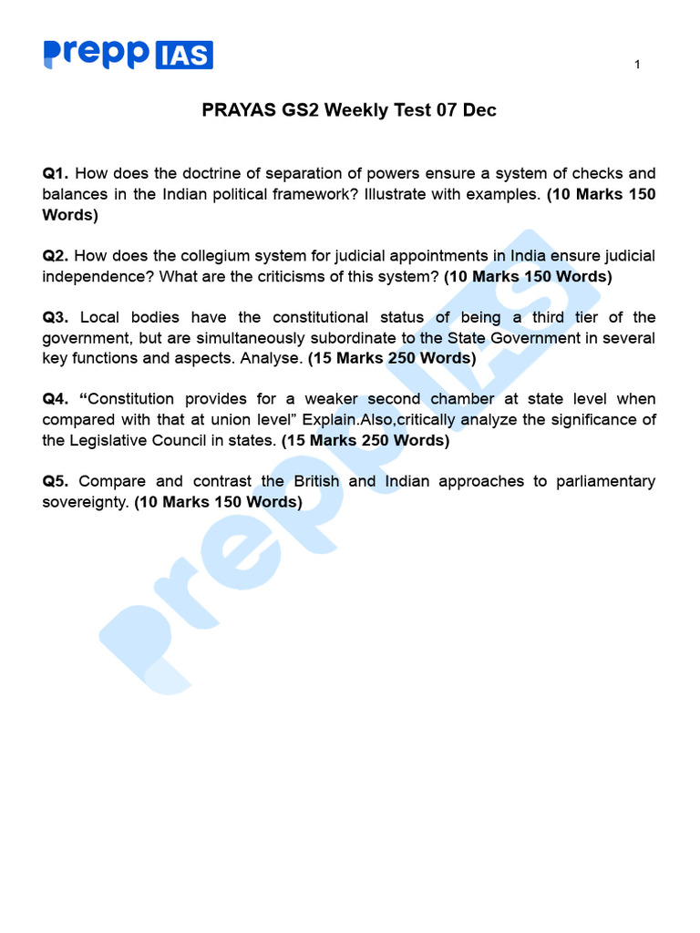 Weekly Test 07th Dec Question Paper-1 | PDF