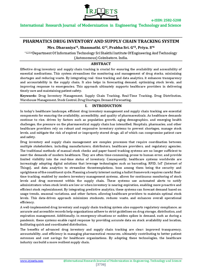 Drug Inventory & Supply Chain Tracking System | PDF | Risk Management ...