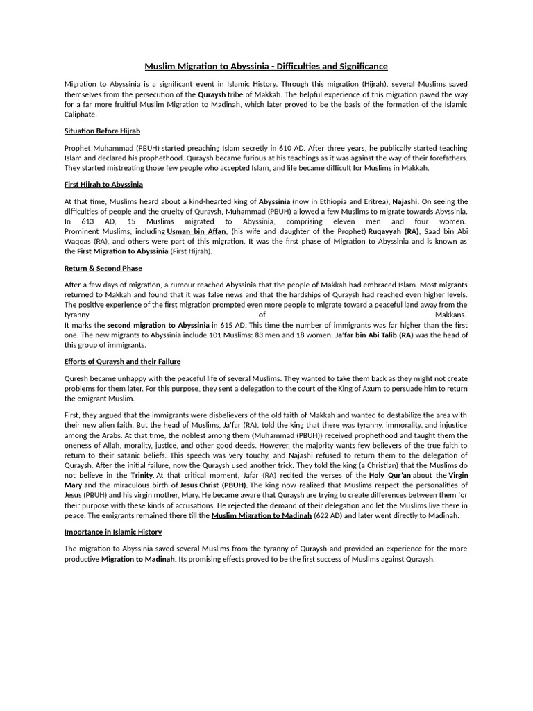 MIGRATION Notes For Olevels Students | PDF | Muhammad | Life Of Muhammad