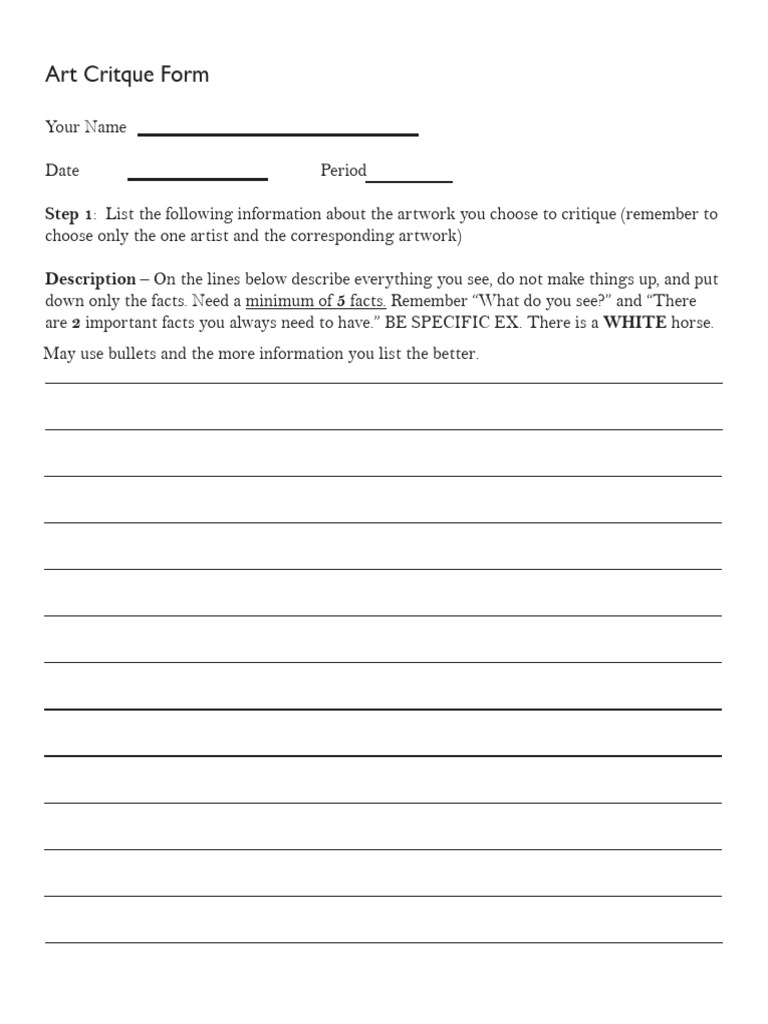 Art Critique Form 2021-22 | PDF
