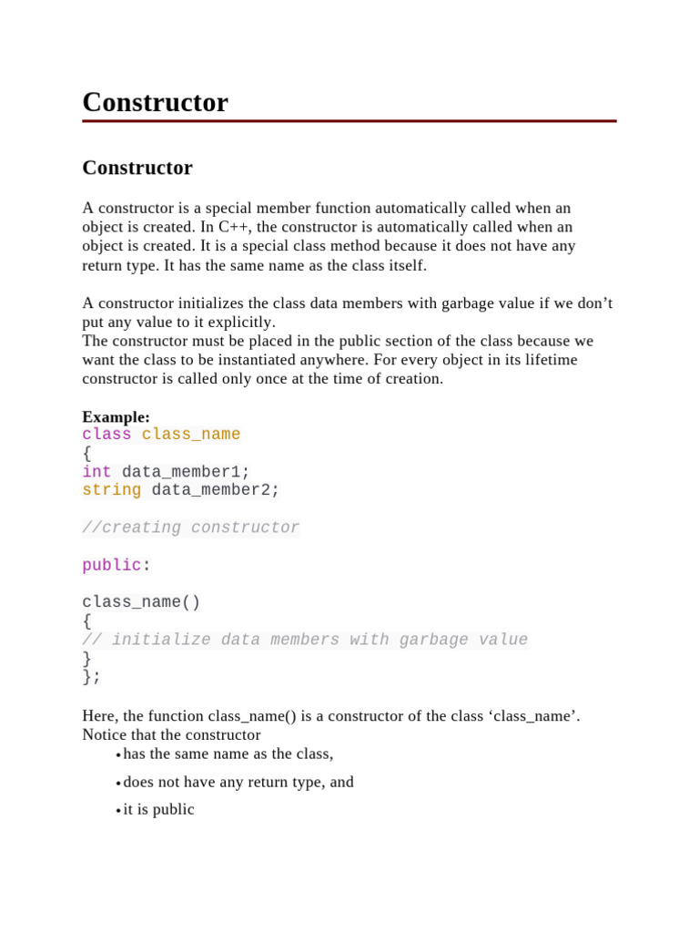 Constructor | PDF | Constructor (Object Oriented Programming) | Programming Constructor | PDF | Constructor (Object Oriented Programming) | Programming