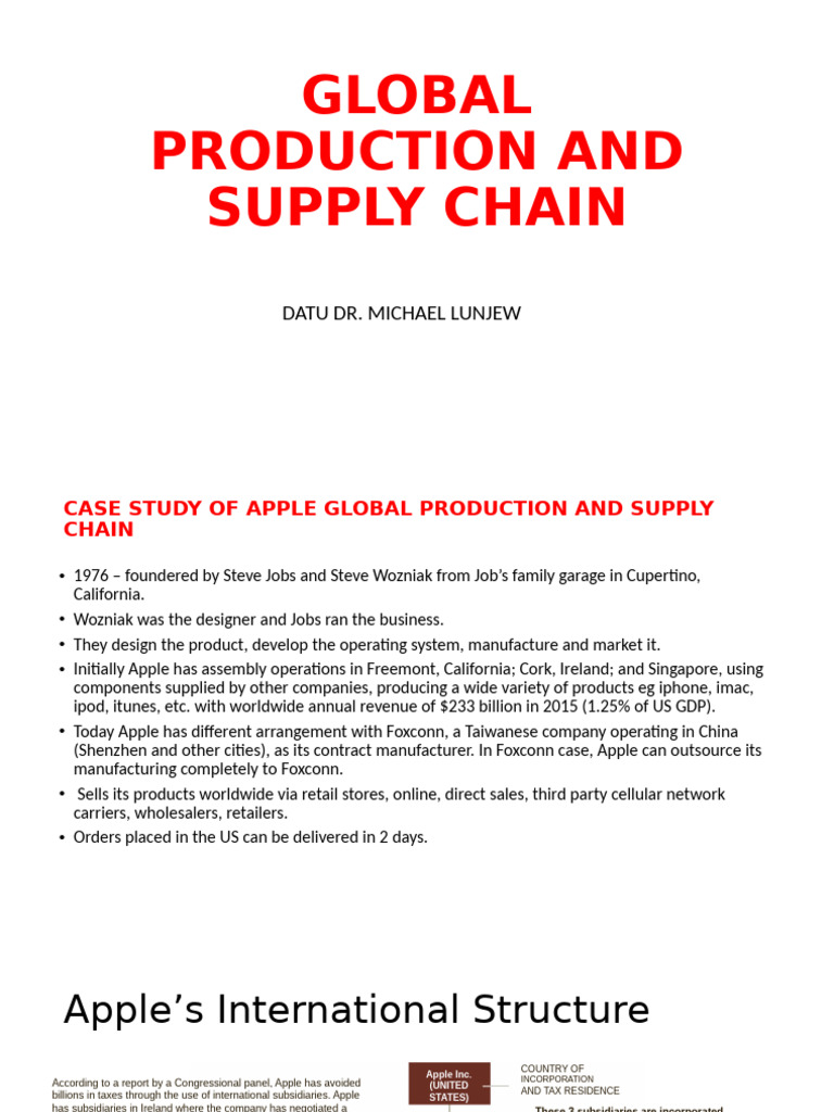 Apple Global Supply Chain Analysis | PDF | Apple Inc. | Supply Chain