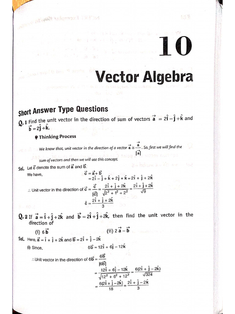 Vector Class 12 Exemplar Problems | PDF