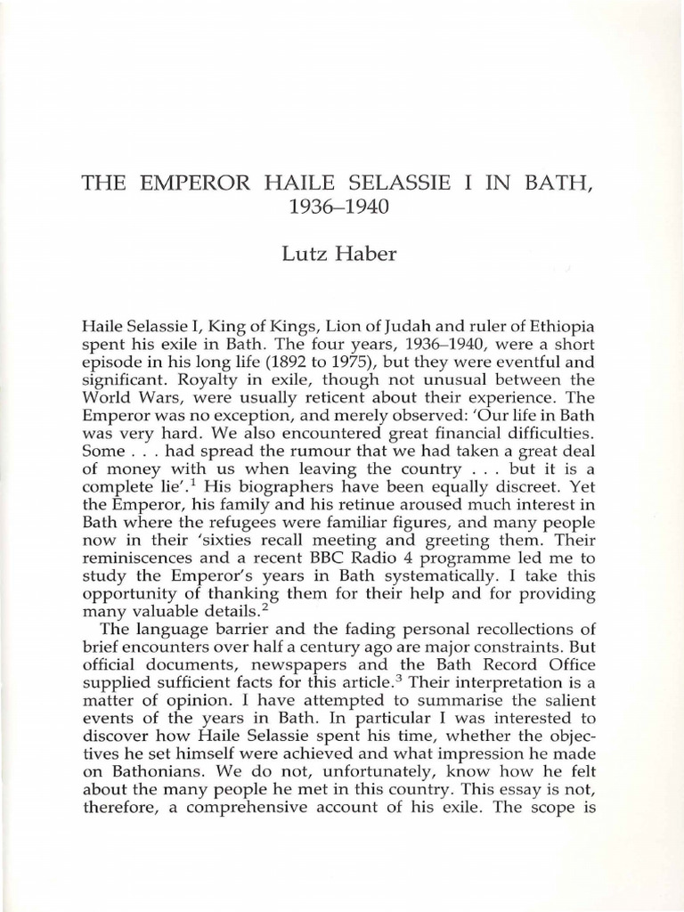 Vol 03 08 Haber The Emperor Haile Selassie I in Bath, 1936 1940 | PDF | Ethiopia