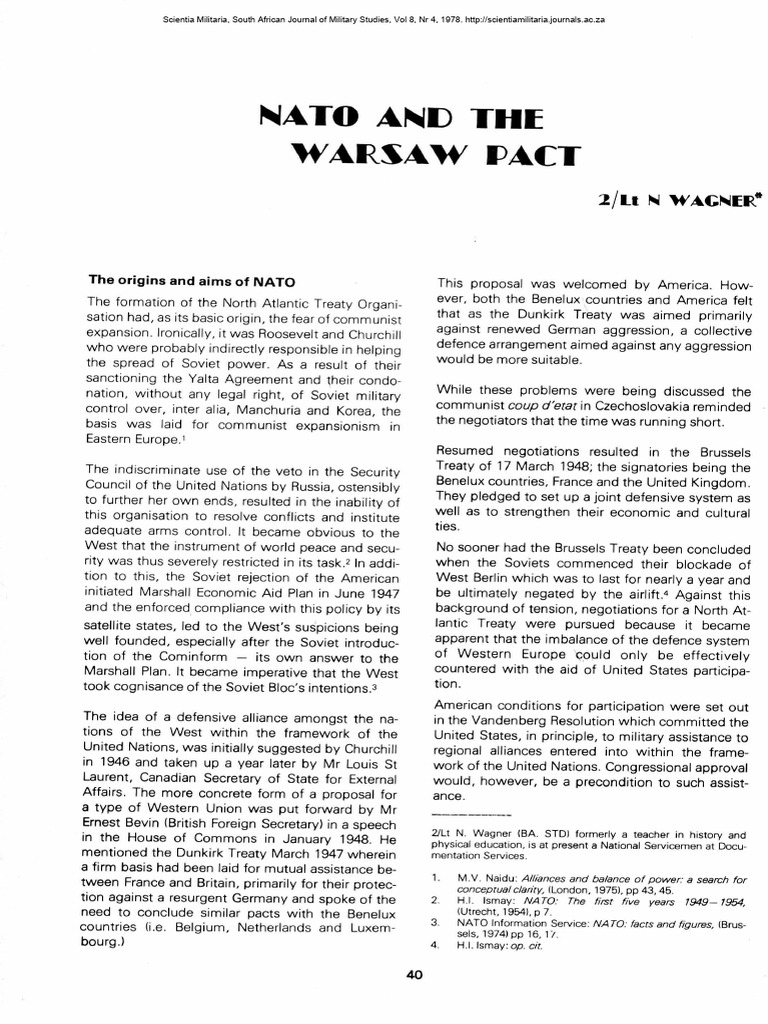 Nato and the Warsaw Pact | PDF | Warsaw Pact | Intercontinental ...