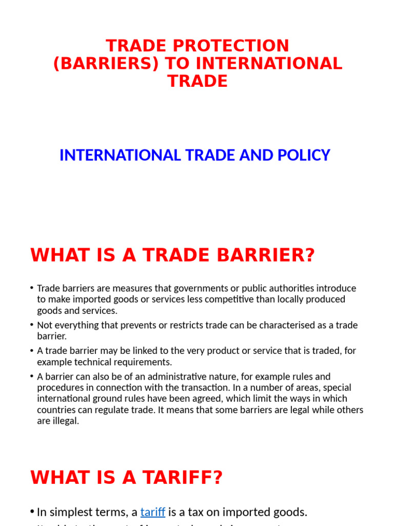 Understanding Trade Barriers and Tariffs | PDF | Non Tariff Barriers To ...