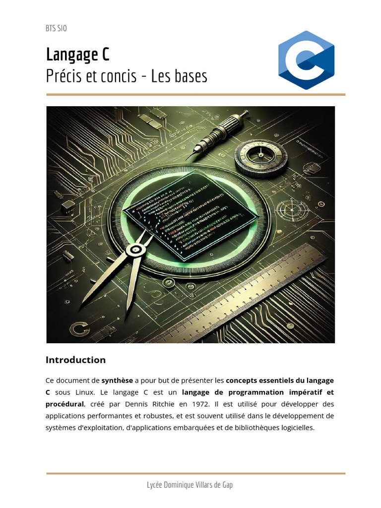 Bases du Langage C sous Linux | PDF | Structure de contrôle | Pointeur (programmation)