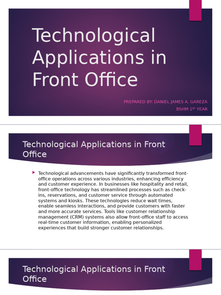 Front Office Technology Applications | PDF | Customer Relationship Management | Point Of Sale