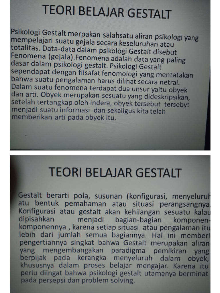 Teori Belajar Gestalt | PDF