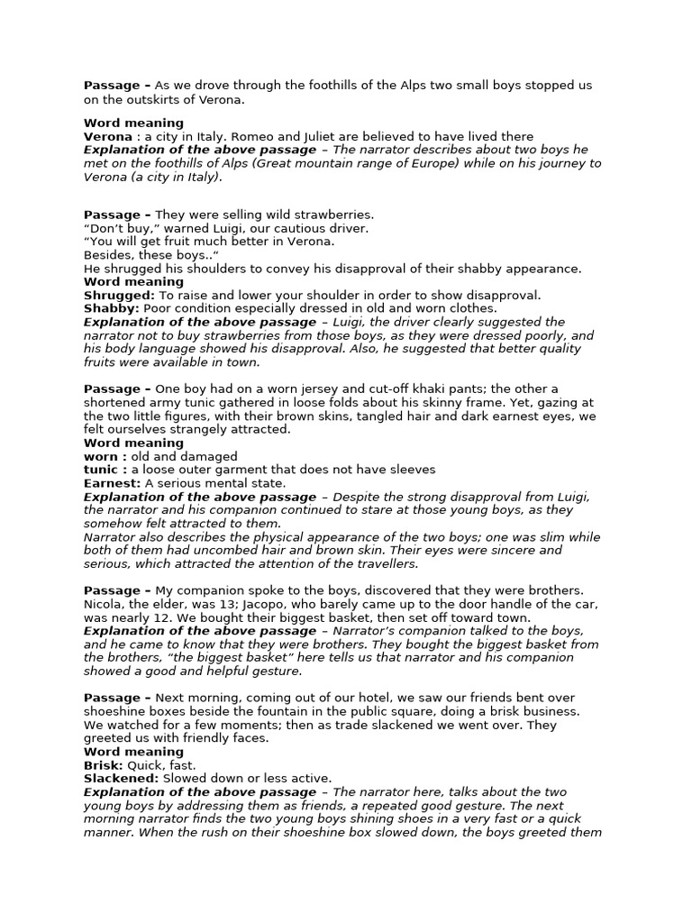 Explanation of The Above Passage: Passage - Word Meaning Verona | PDF | Juliet
