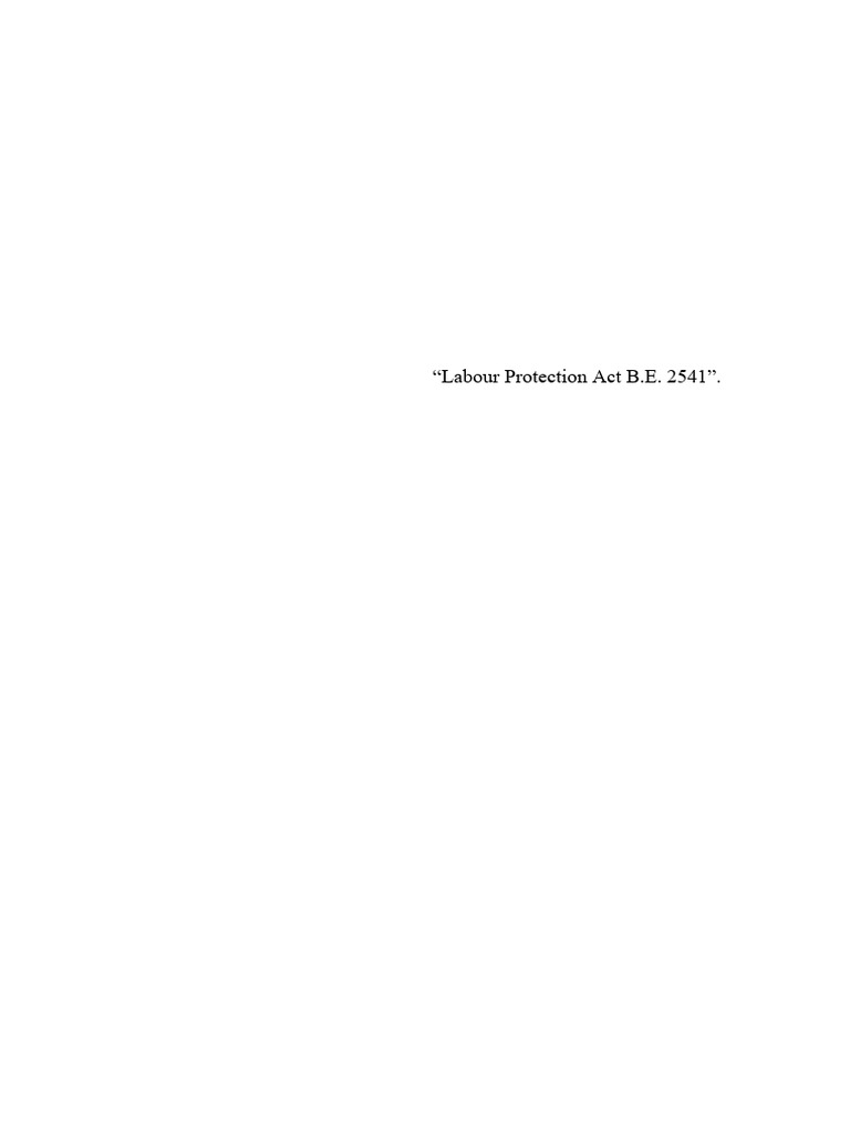 Labour Protection Act B.E. 2541 Overview | PDF | Overtime | Employment