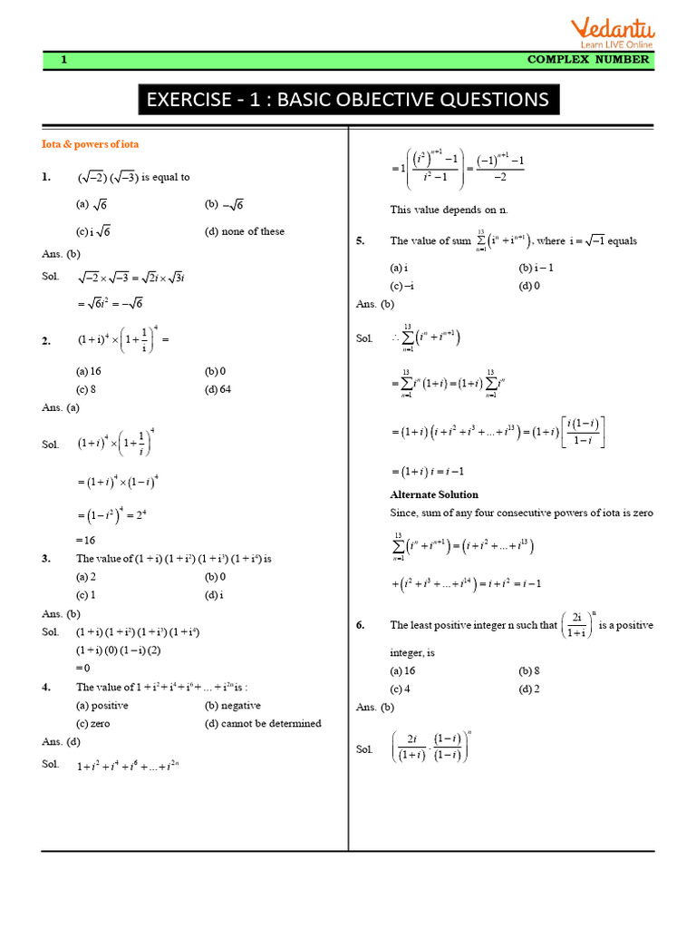 Complex Number EX-1 | PDF | Complex Analysis | Numbers
