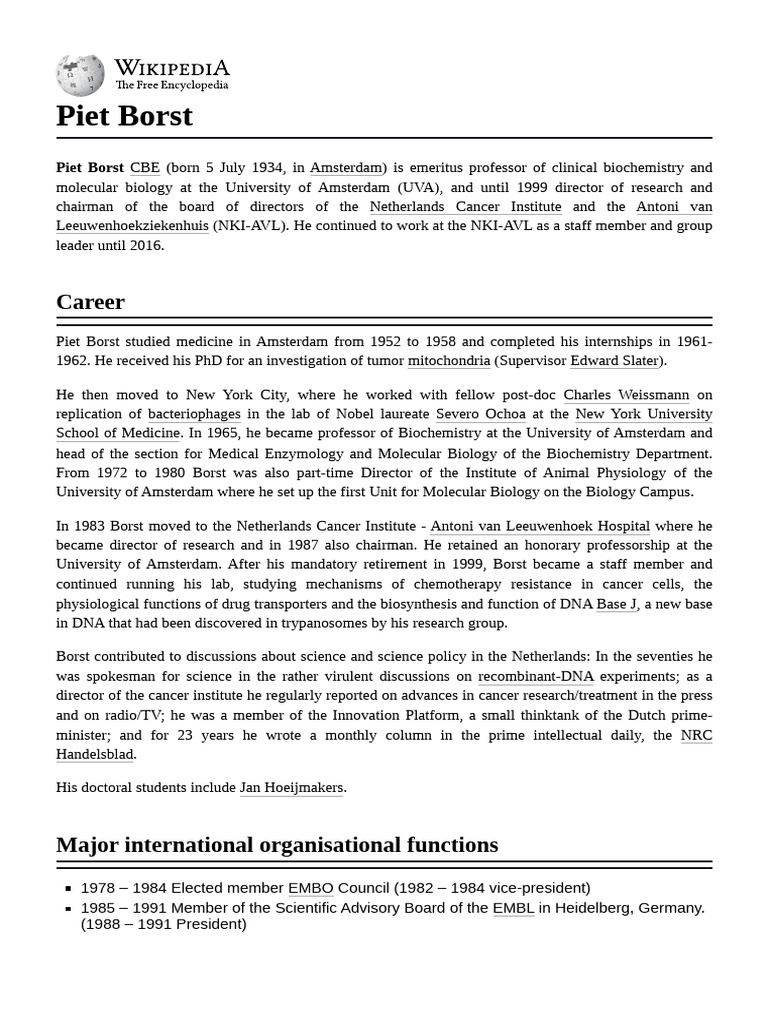Piet_Borst | PDF | Life Sciences | Cell Biology