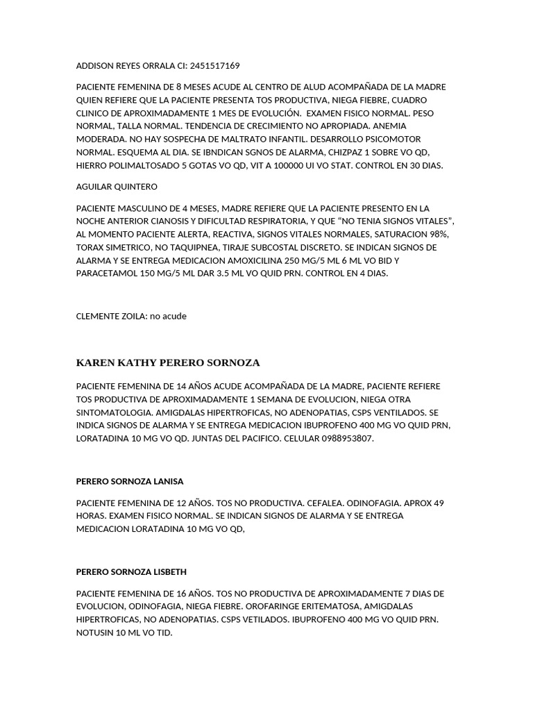 ADDISON REYES ORRALA CI | PDF | Especialidades Medicas | Medicina