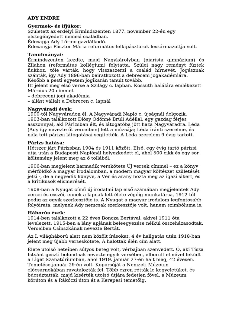 Ady Endre | PDF