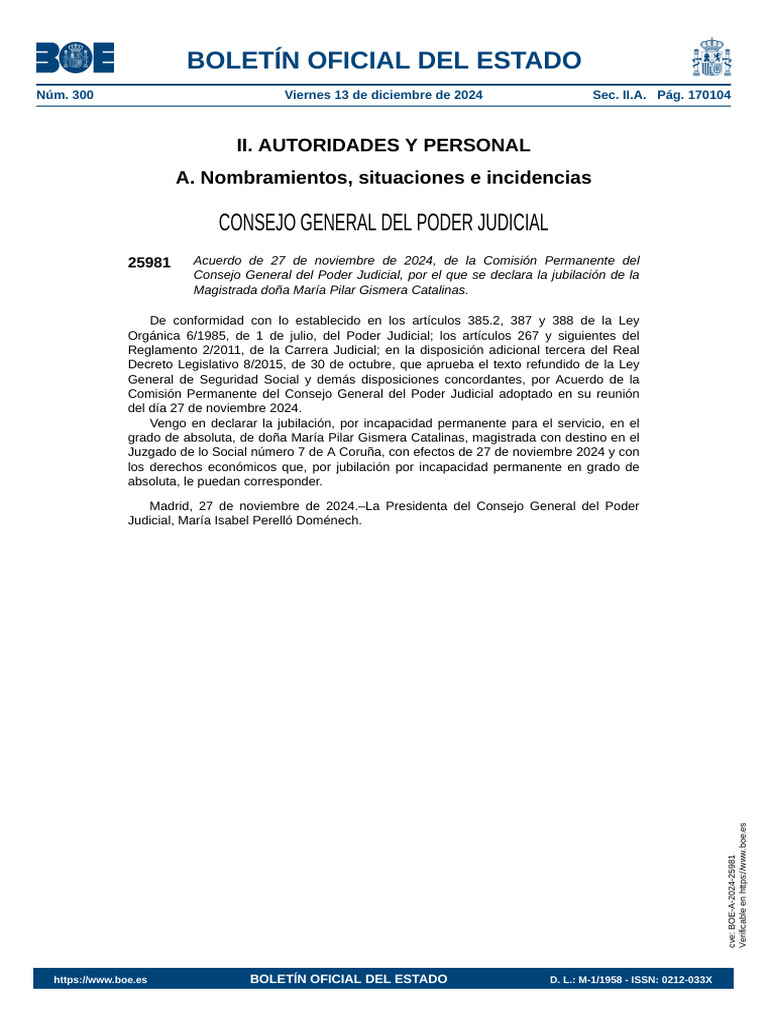 Disposición 25981 del BOE núm. 300 de 2024 | PDF Disposición 25981 del BOE núm. 300 de 2024 | PDF