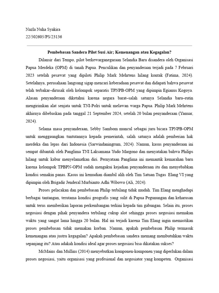 Esai Psikologi Bencana Dan Krisis - Nazla Nuha Syakira | PDF