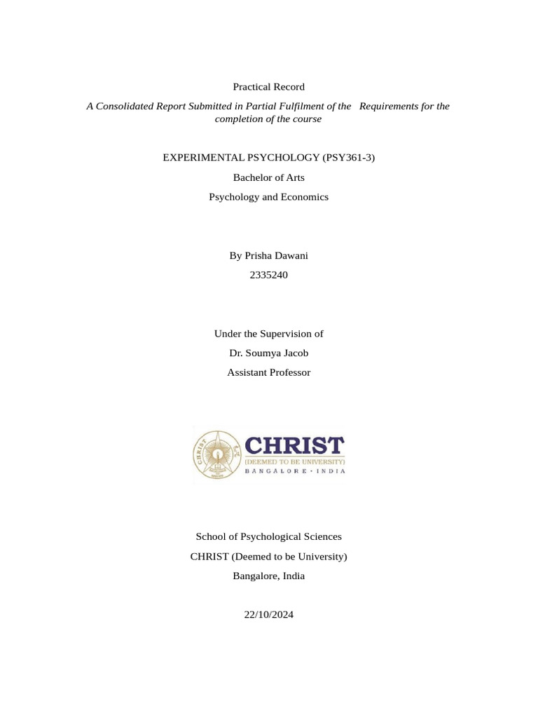 Consolidated Report Psychology | PDF | Creativity | Senses