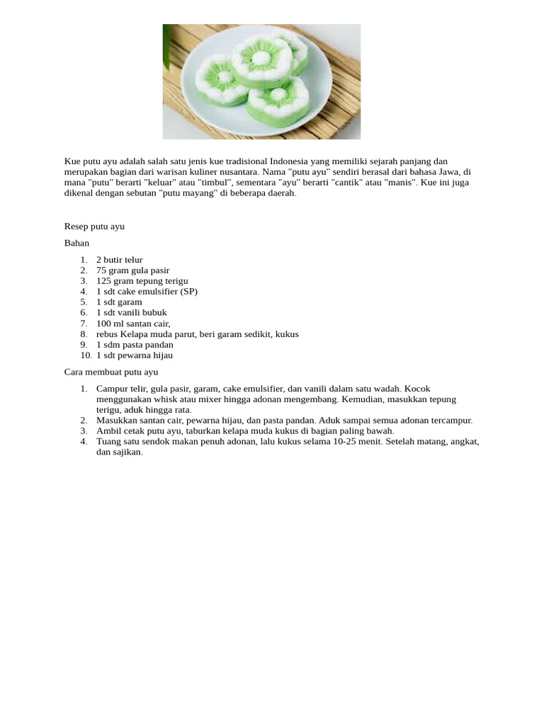 Kue Putu Ayu Adalah Salah Satu Jenis Kue Tradisional Indonesia Yang ...