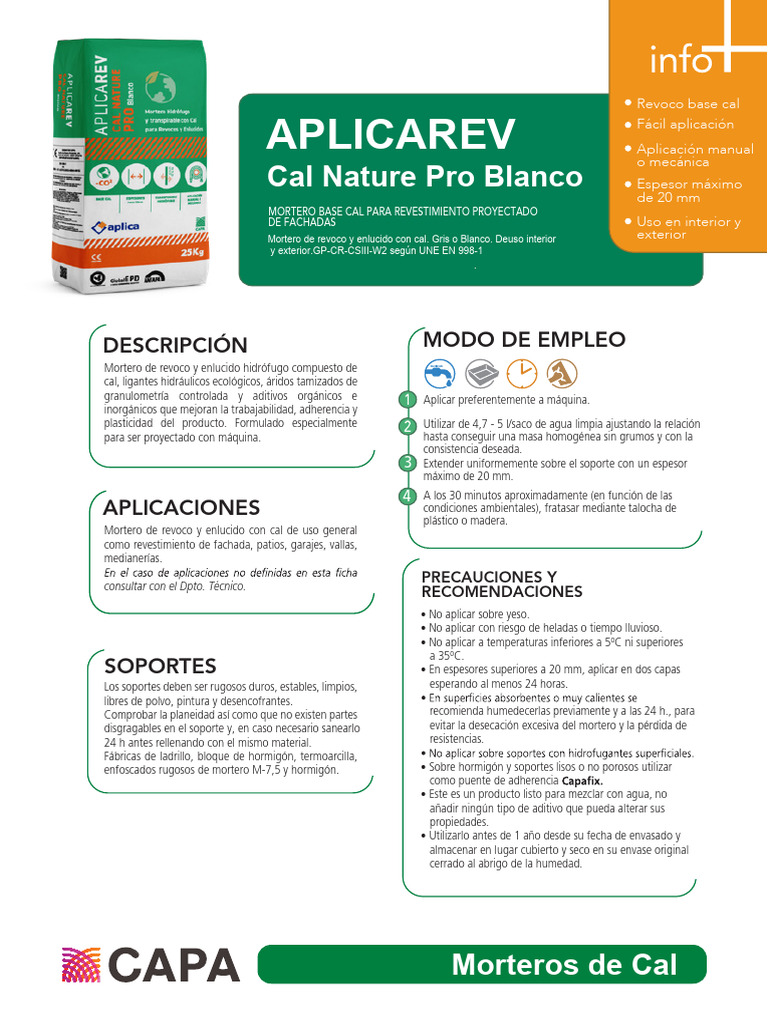 Mortero de Cal para Revoco Exterior | PDF | Lima (Material) | Mortero ...