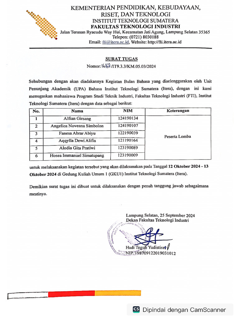 Surat Rekomendasi Prodi Teknik Industri | PDF Surat Rekomendasi Prodi Teknik Industri | PDF