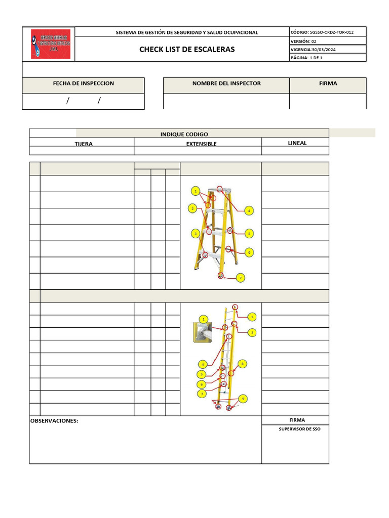 012 Check List de Escaleras - JML | PDF