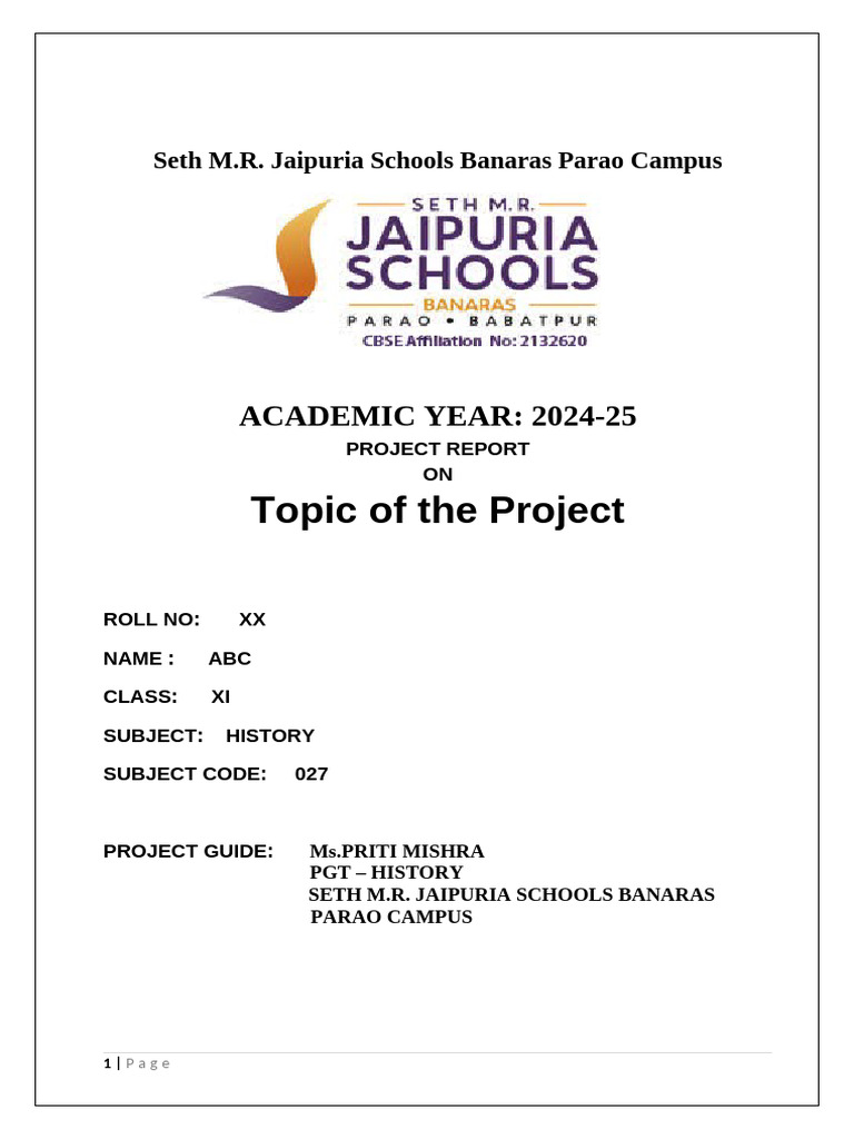 History Project Report: Jaipuria School | PDF | Gratitude