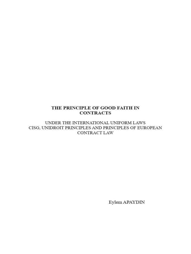 THE_PRINCIPLE_OF_GOOD_FAITH_IN_CONTRACTS | PDF | Tort | Legal Liability