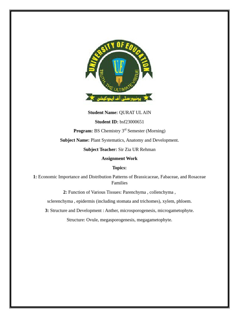 Botany 3 Assignment Work | PDF | Plant Morphology | Plant Reproduction