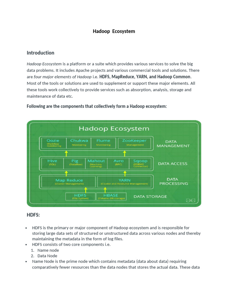 Hadoop Ecosystem | PDF | Apache Hadoop | Computer Cluster Hadoop Ecosystem | PDF | Apache Hadoop | Computer Cluster