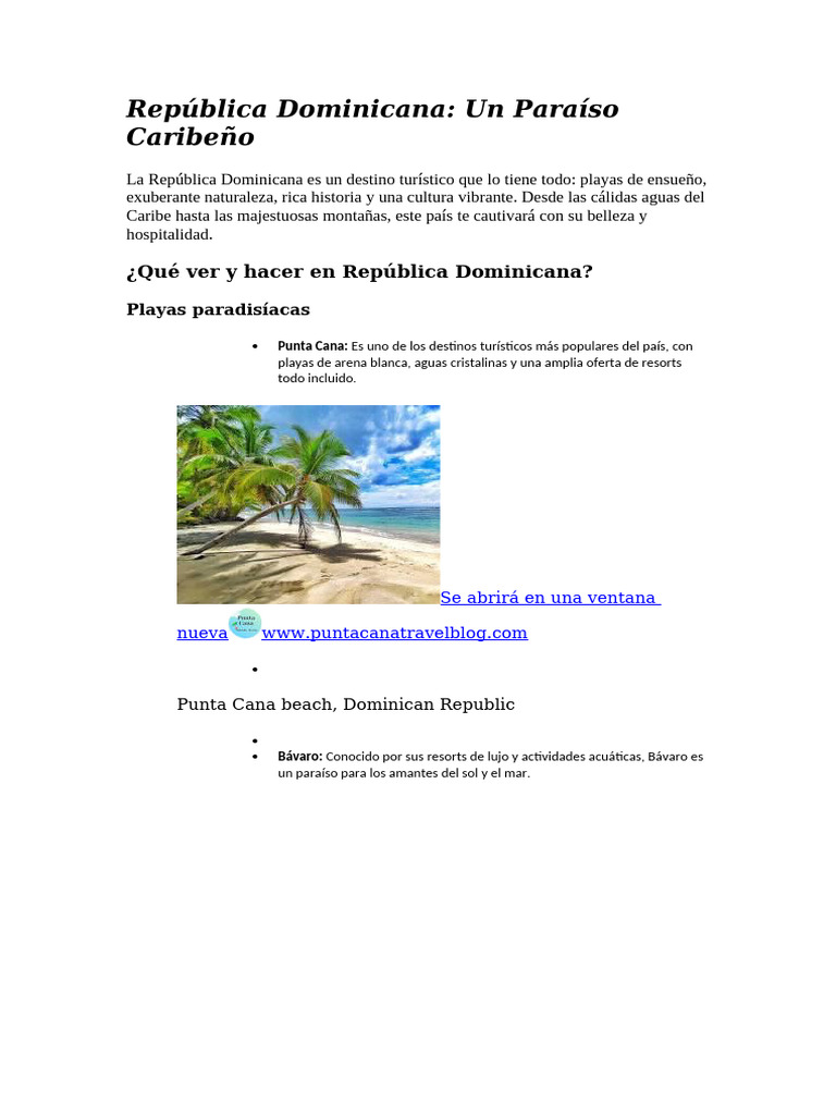 República Dominicana.docx Guia Turistica | PDF | República Dominicana