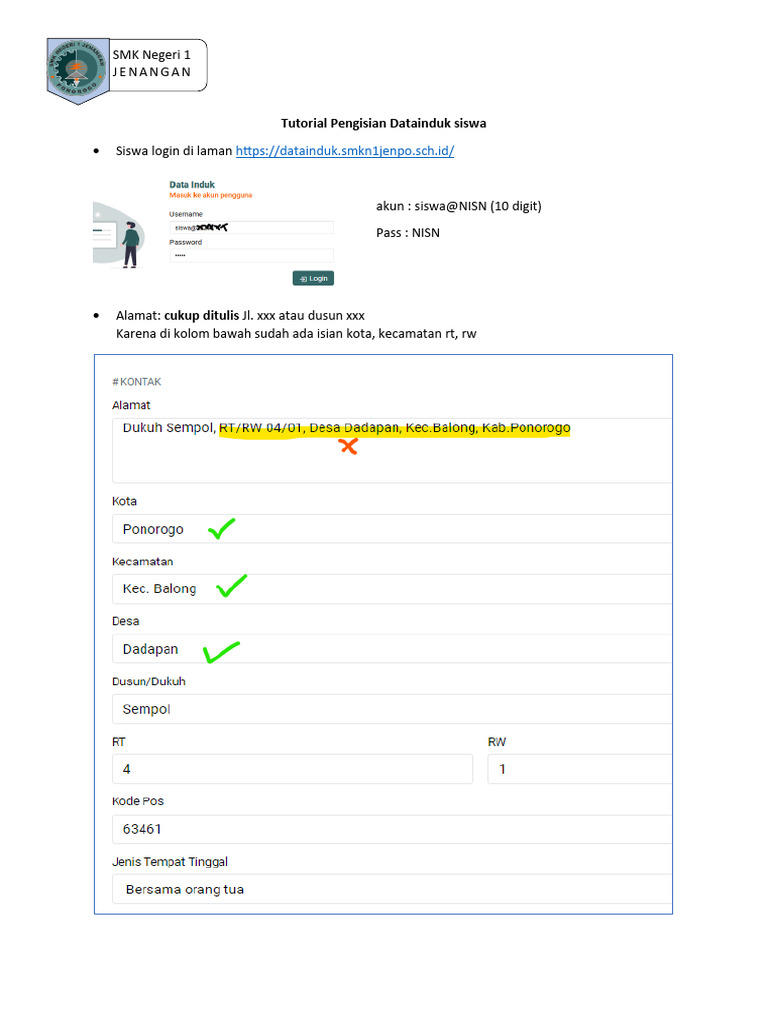 Tutorial Pengisian Datainduk siswa | PDF
