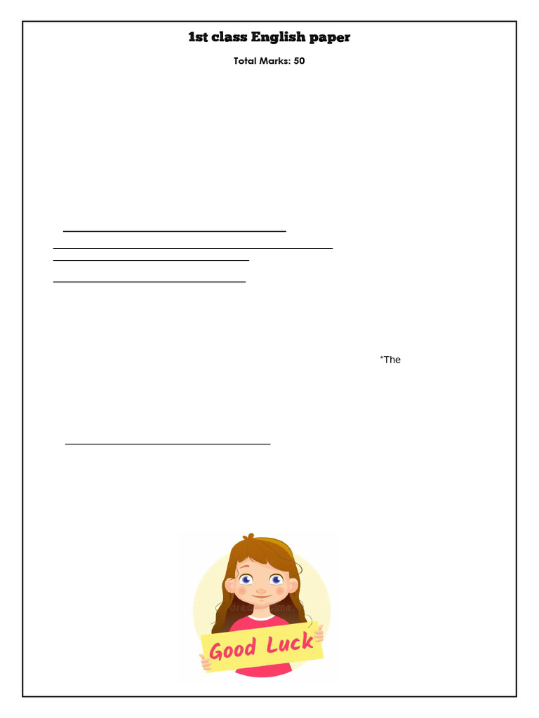 1st Year English Paper | PDF