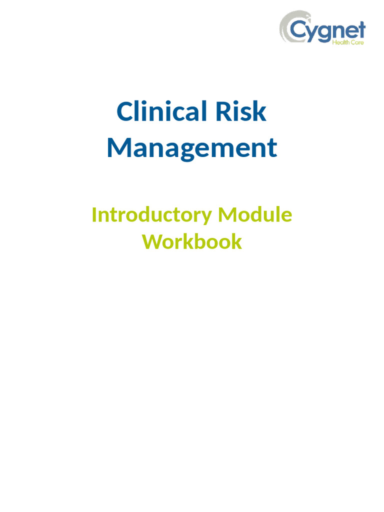 Clinical Risk Management Training Booklet | PDF | Risk | Risk Management