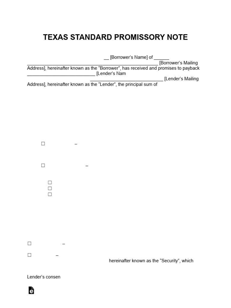 texas-standard-promissory-note-template | PDF | Interest | Common Law