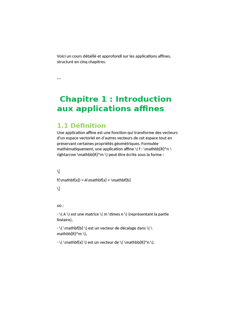 Applications Affines | PDF | Matrice (Mathématiques) | Géométrie