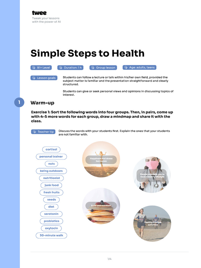 Simple Steps To Health b1 | PDF | Mindfulness | Stress (Biology)