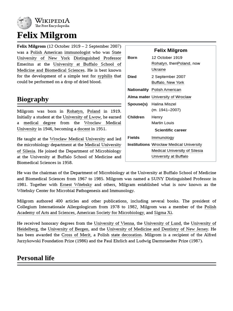 Felix_Milgrom | PDF | Medicine
