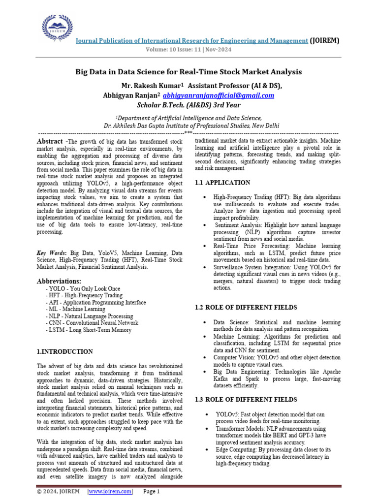 Big Data in Data Science For Real-Time Stock Market Analysis | PDF | Machine Learning | Big Data
