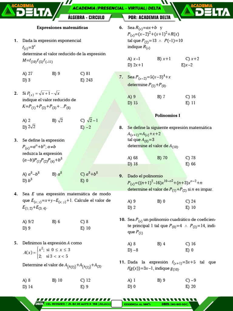02 Sem - Algebra | PDF | Matemáticas | Álgebra