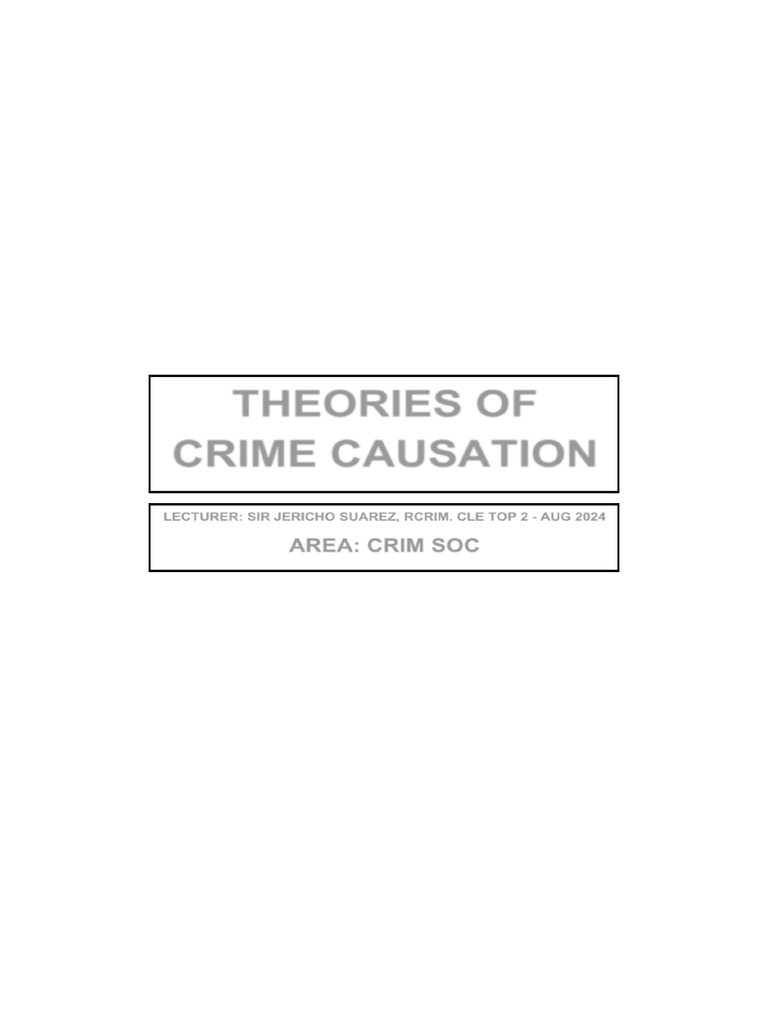 Theories of Crime Causation Explained | PDF | Deviance (Sociology) | Crimes