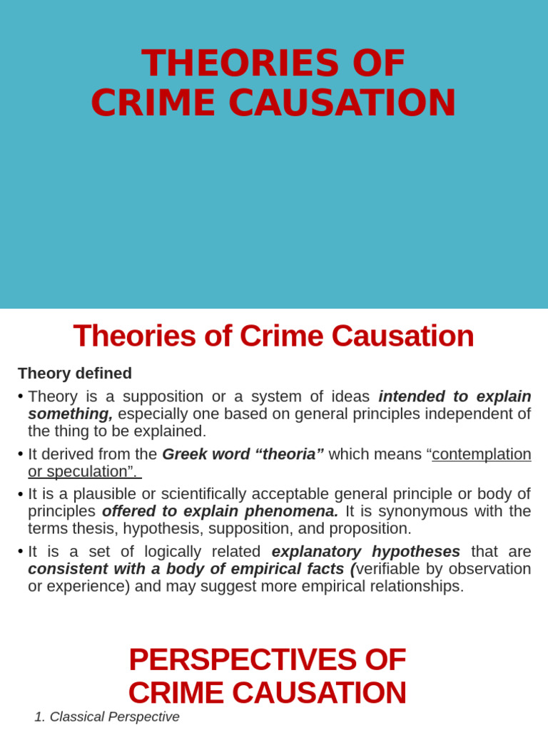 8 2024 Theories of Crime Causation | PDF | Deviance (Sociology) | Crimes